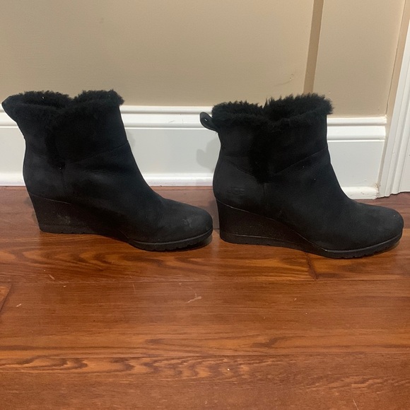 UGG | Shoes | Ugg Wedge Black Suede Ankle Boots | Poshmark